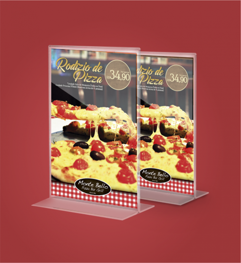 Display de mesas Monte Bello Pizza Bar Grill - MTM Propaganda